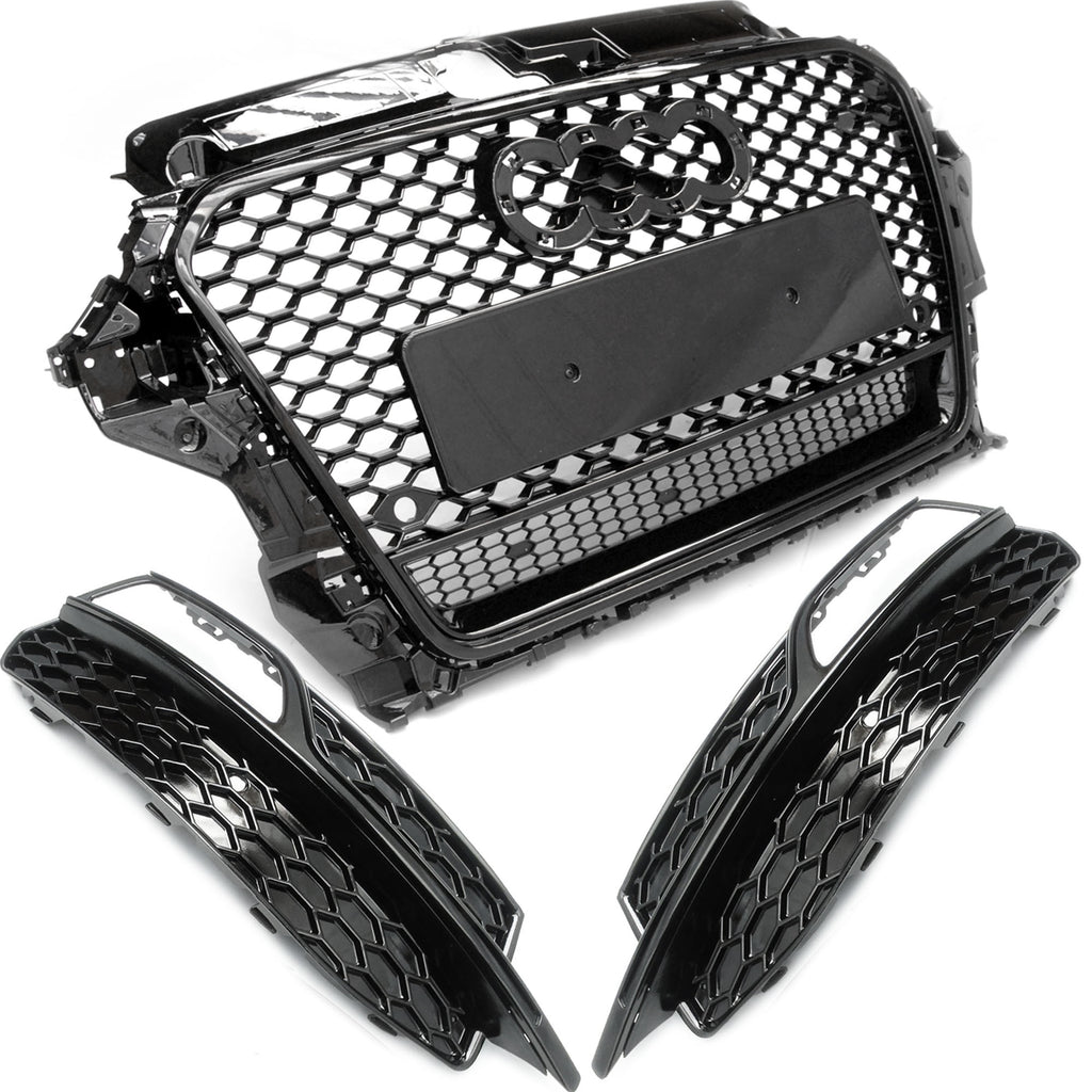 RS3 Style Honeycomb Grille & Fog Lights for Audi A3 S3 S Line 8v 13-16 – Underground Parts