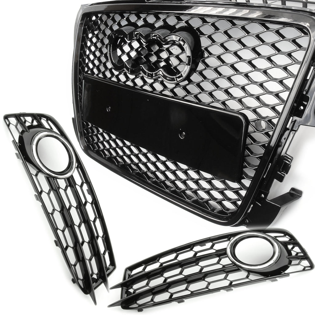 RS3 Style Honeycomb Front Grille & Fog Lights for Audi A3 8p S Line ...