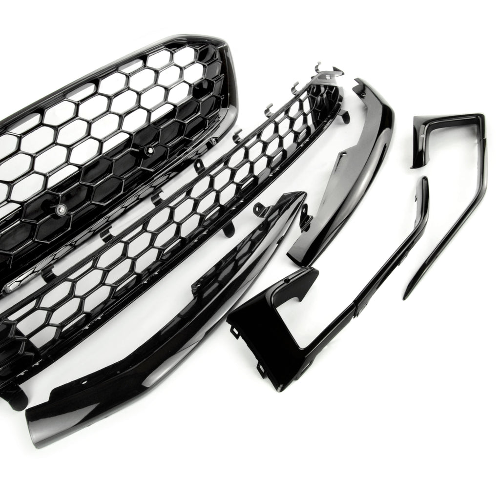 Ford Focus mk4 All Gloss Black Honeycomb Front Grilles and Trim Full K ...