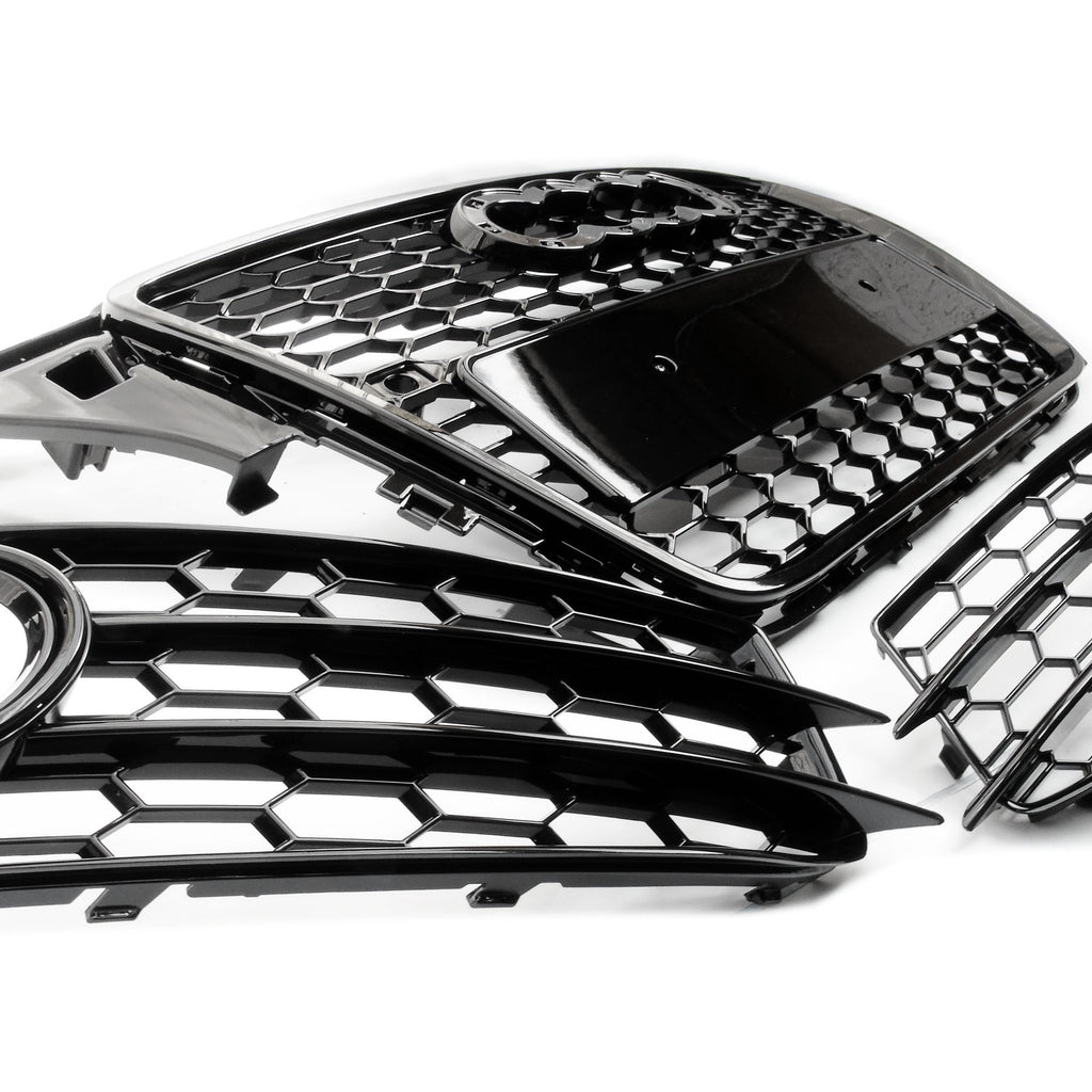 RS3 Style Honeycomb Front Grille & Fog Lights for Audi A3 8p S Line ...