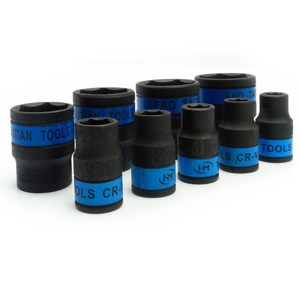 24 Piece Heavy Duty 1/2" Black Sockets Ratchet Wrench Set Metal Case ...