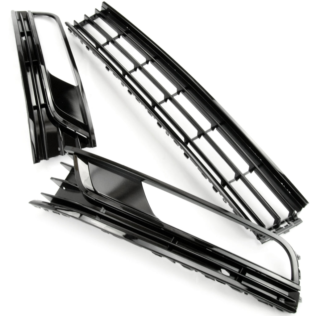 VW Passat B7 2010-14 All Black Lower Bumper Grille & Fog Light Covers ...