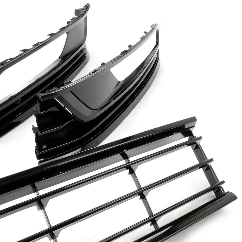 VW Passat B7 2010-14 All Gloss Black Front Bumper Grilles & Fog Kit ...