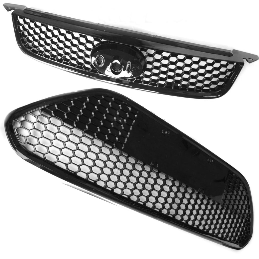 Ford Focus mk2.5 RS ST Style Gloss Black Honeycomb Mesh Front Grilles ...
