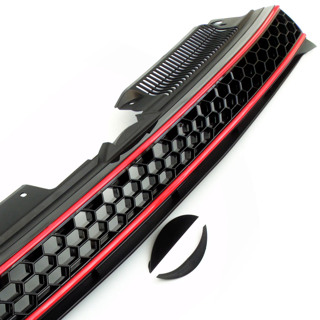 VW Golf mk6 GTI Black & Red Honeycomb Mesh Front Grille Badgeless ...